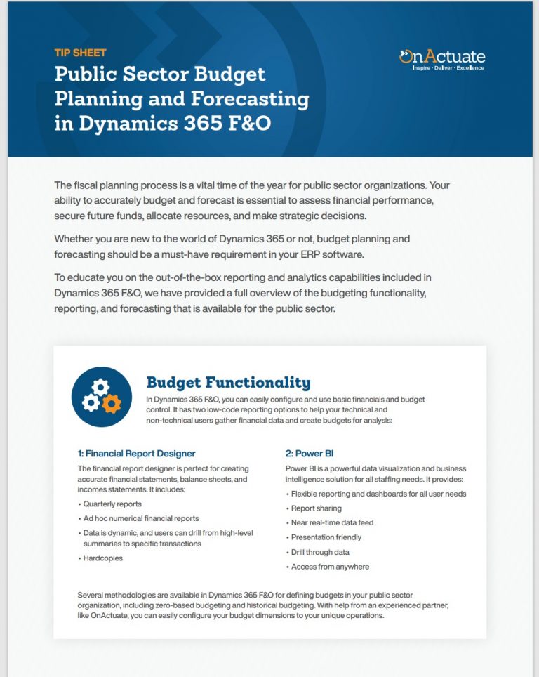 Public Sector Budget Planning and Forecasting in D365 FO tipsheet ...